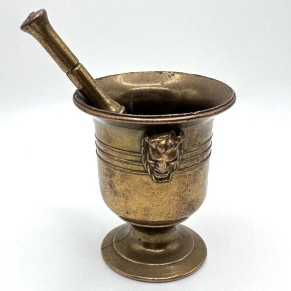 Accents | Vintage Brass Apothecary Small Mortar And Pestle Figure Heads ...
